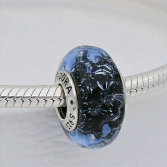 Pandora | Jewelry | Pandora Pair Of Blue Wavy Murano Glass Beads | Poshmark